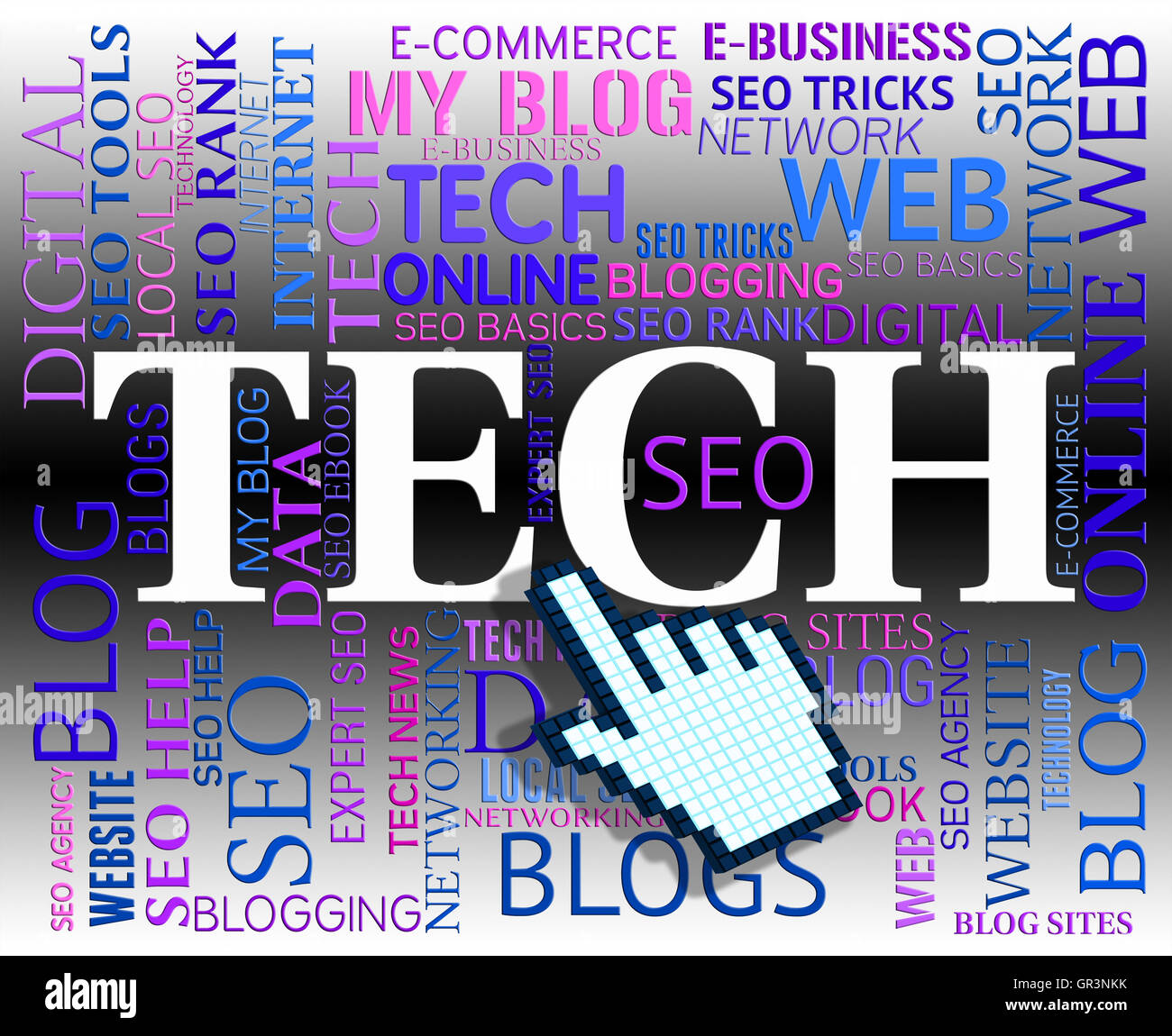 Tech Word Indicating Web Site And Net Stock Photo - Alamy