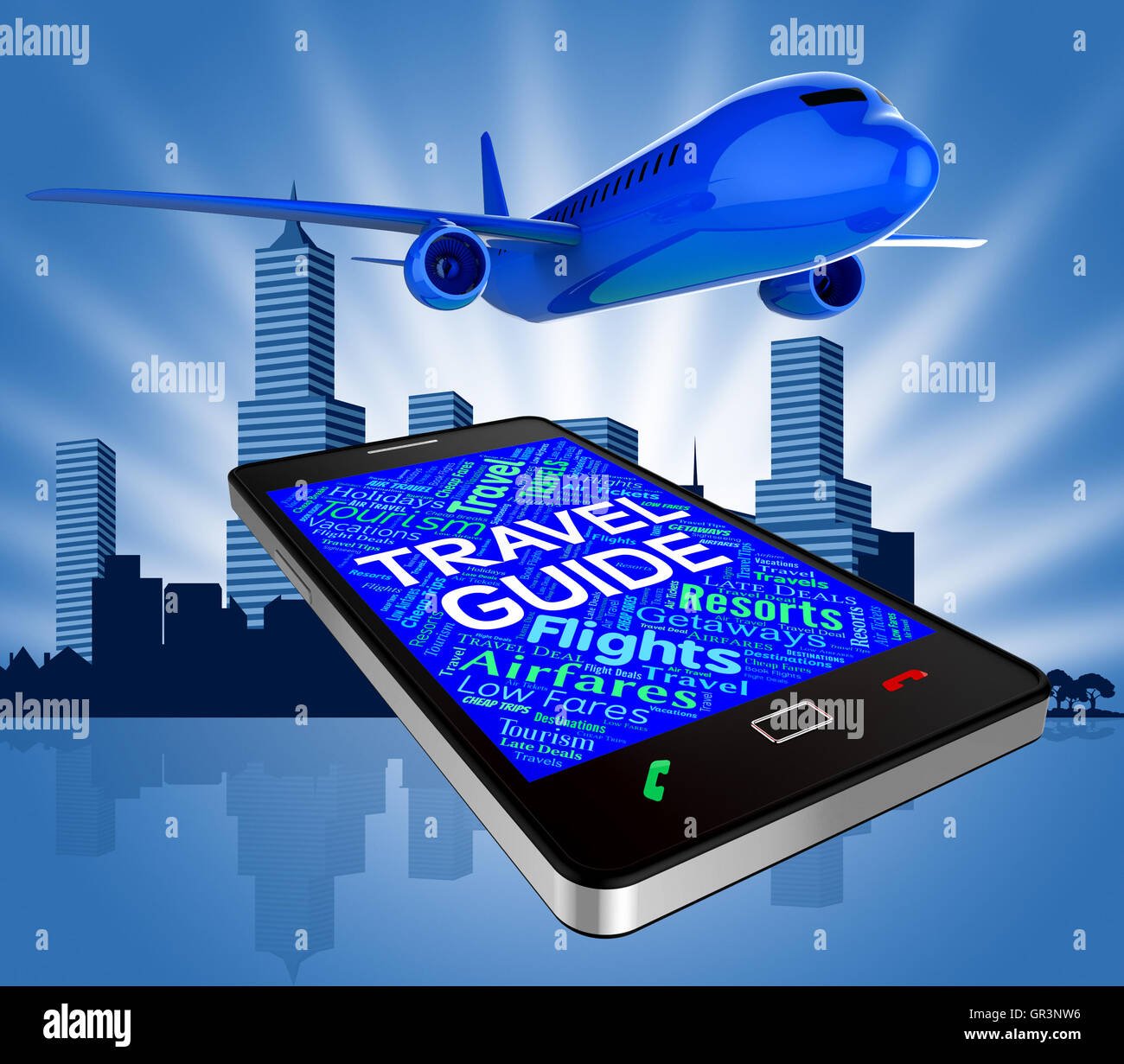 Travel Guide Showing Airplane Tours And Travels Stock Photo - Alamy