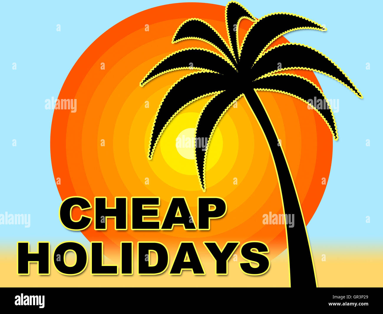 Cheap Holidays Meaning Low Cost And Vacation Stock Photo - Alamy