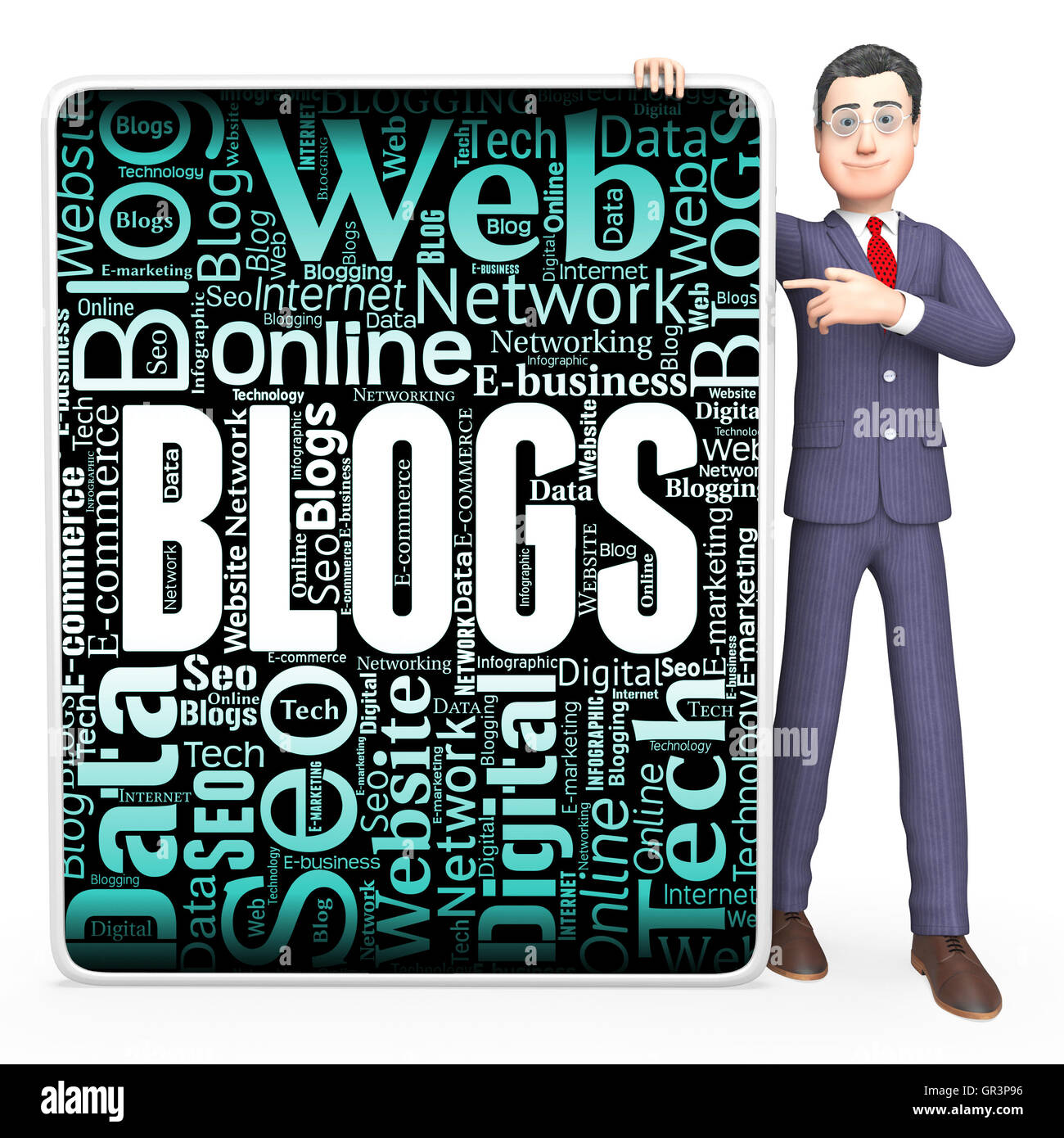 Blogs Sign Showing Web Site And Placard Stock Photo - Alamy