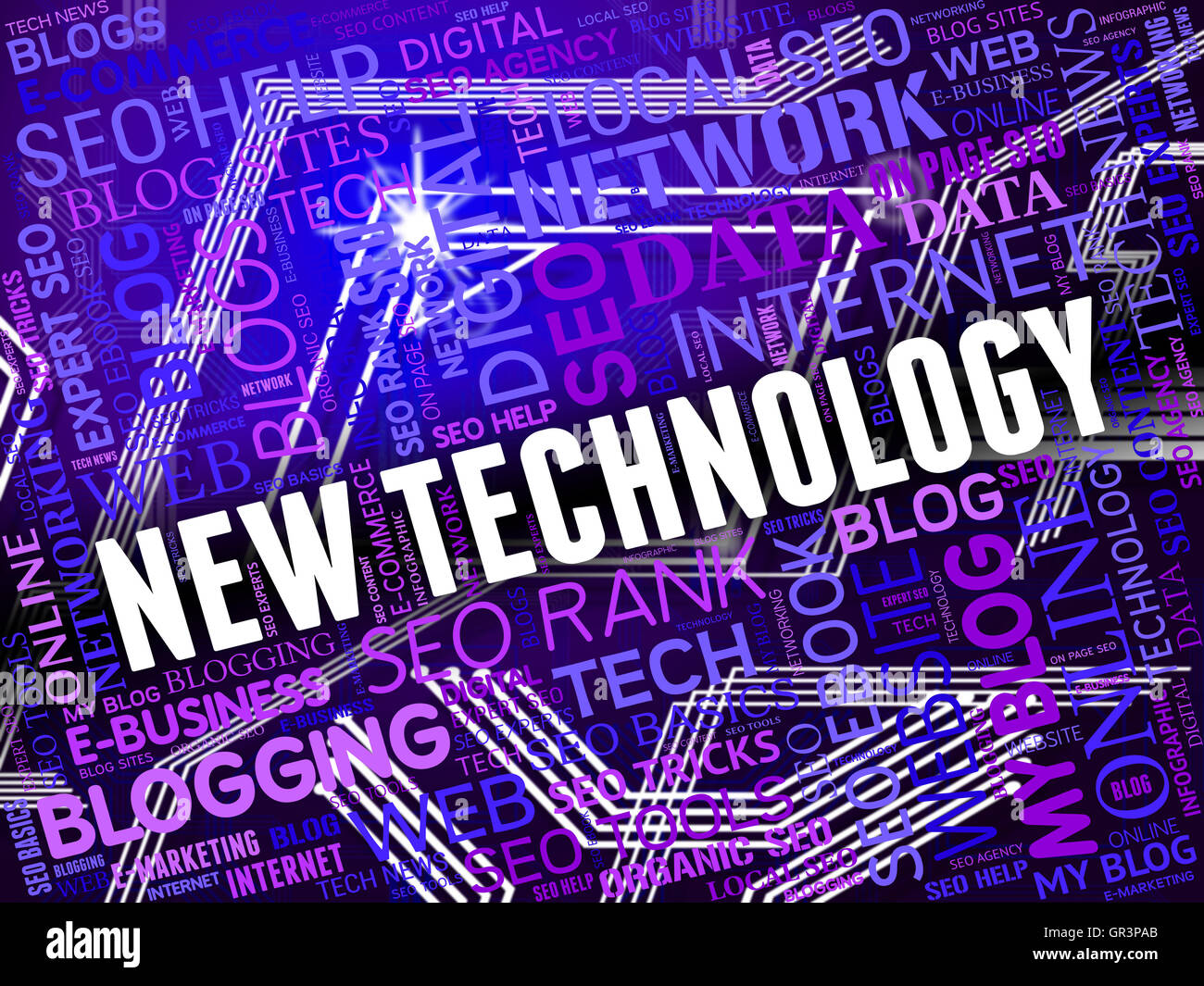 New Technology Meaning Bulletin Breaking And Digital Stock Photo - Alamy