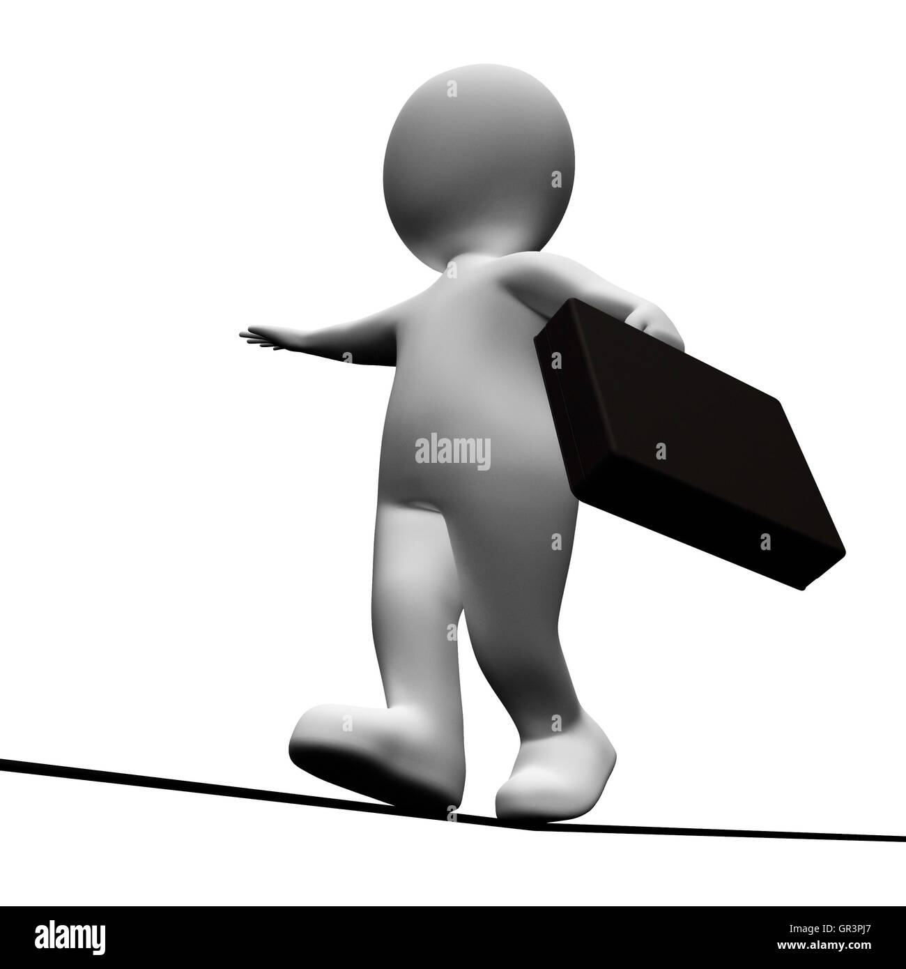 Businessman Balancing Showing High Line And Highwire 3d Rendering Stock ...