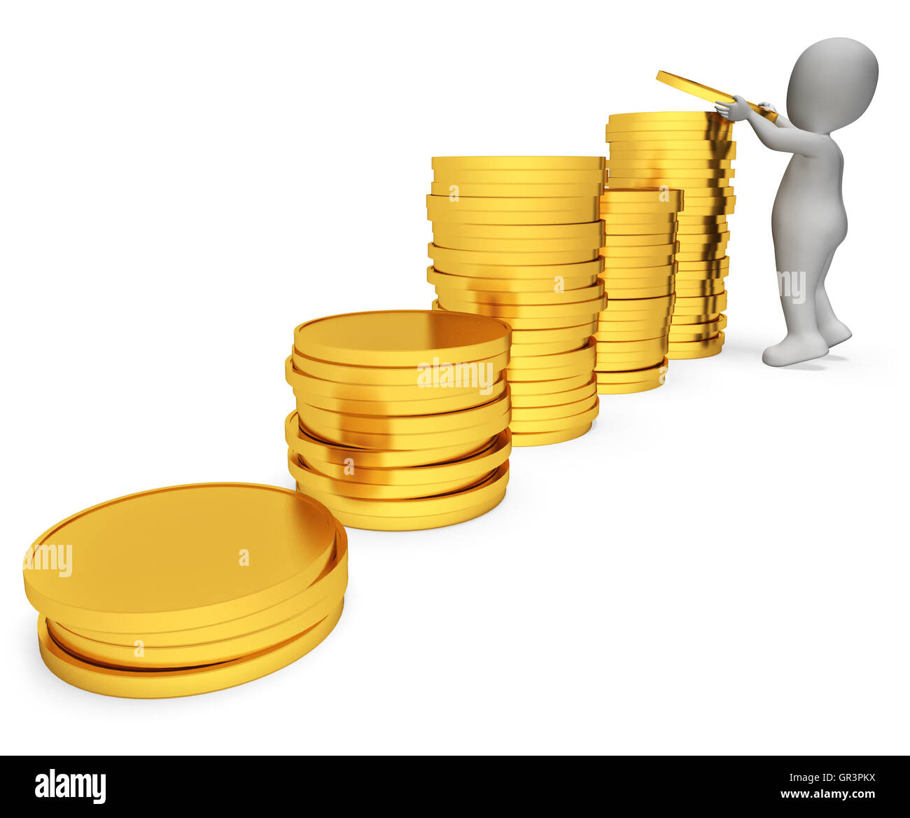 Finance Character Meaning Riches Figures And Accounting 3d Rendering ...