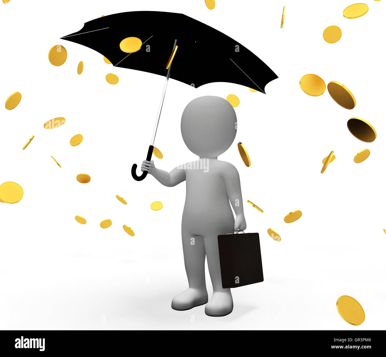 Money Windfall Showing Character Falling And Prosperity 3d Rendering ...