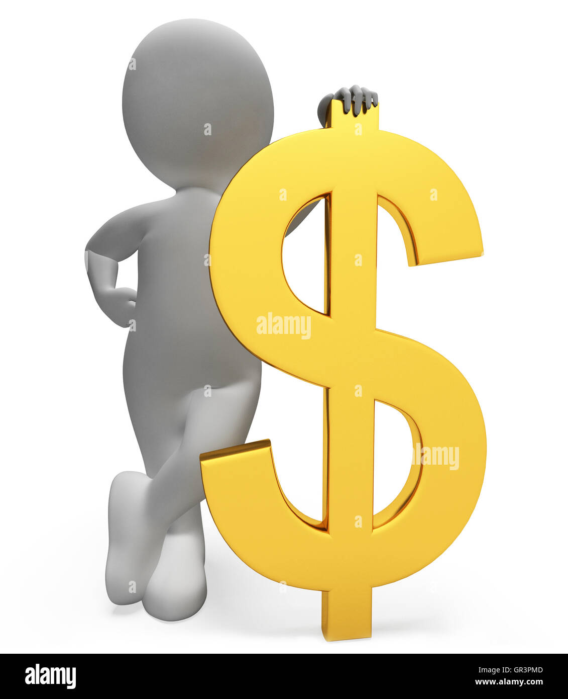 Money Character Indicating United States And Cash 3d Rendering Stock ...