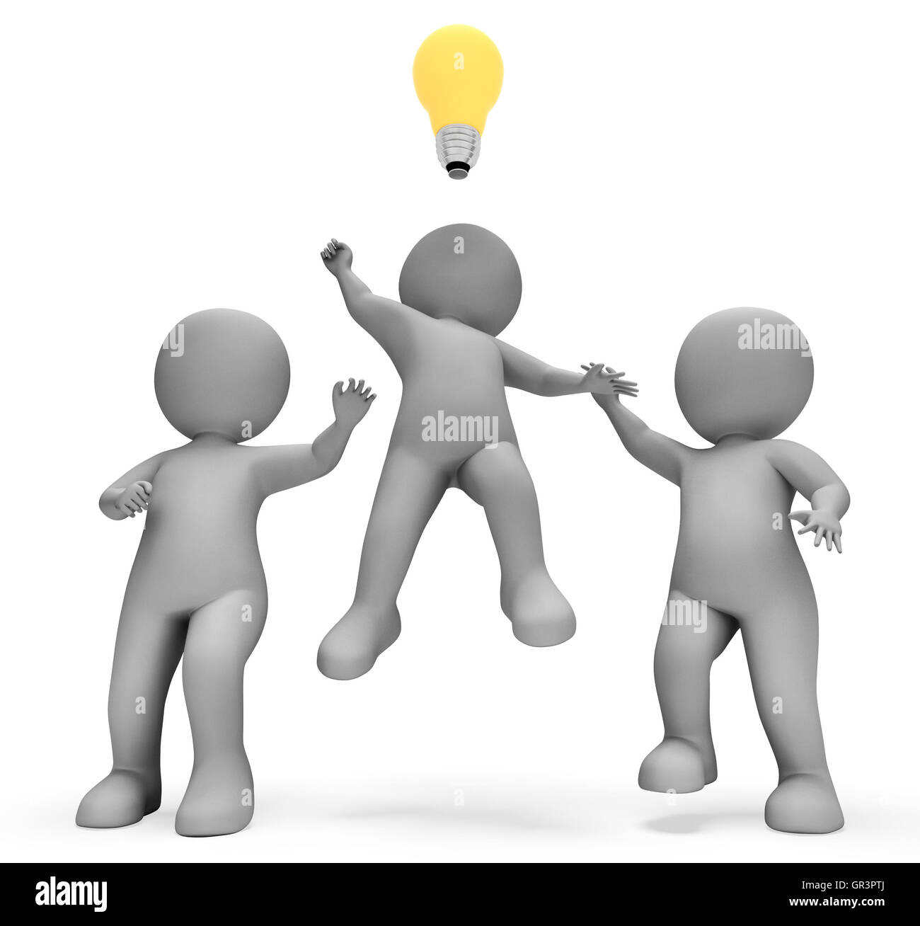 Characters Idea Meaning Light Bulb And Render 3d Rendering Stock Photo ...