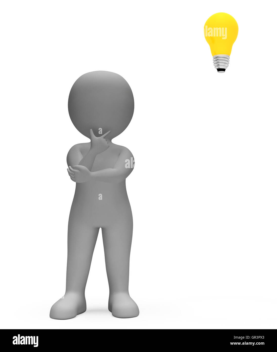 3d render man thinking lightbulb hi-res stock photography and images ...