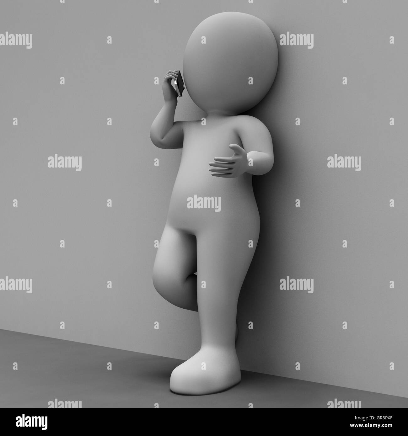 Character Phone Representing Telephone Call And Chatting 3d Rendering ...