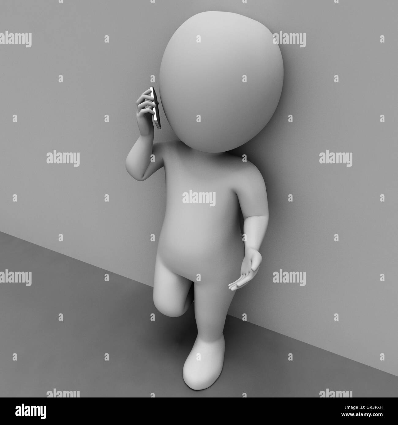 Phone Call Indicating Man Communicating And Talking 3d Rendering Stock ...