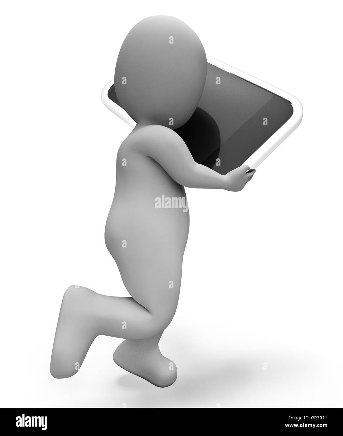 Character Smartphone Representing Voice Over Ip And Www 3d Rendering ...
