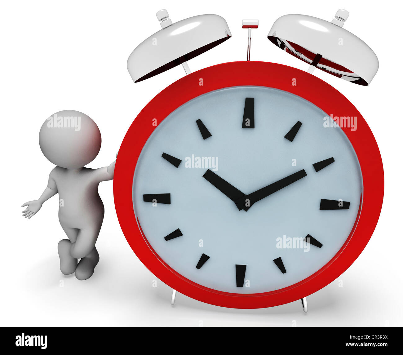 Time Character Representing Alarm Clock And Waking 3d Rendering Stock ...