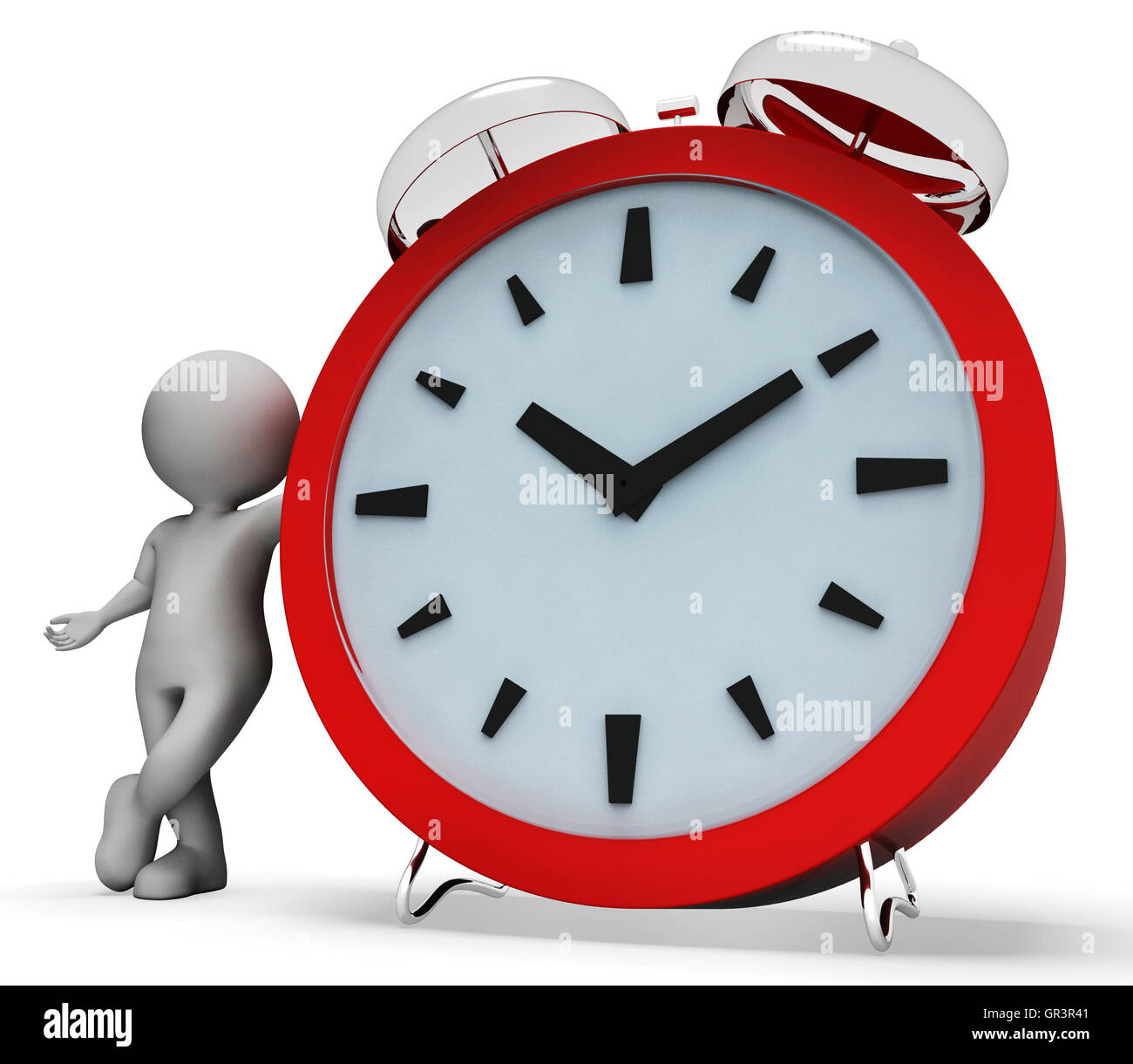 Alarm Clock Indicating Alert Awaken And Man 3d Rendering Stock Photo ...