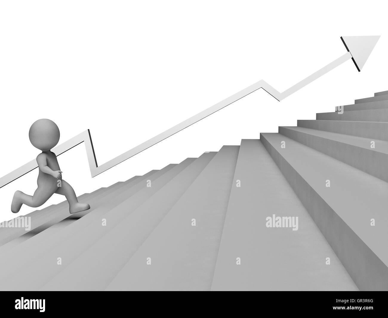 Success Up Showing Arrow Sign And Man 3d Rendering Stock Photo - Alamy