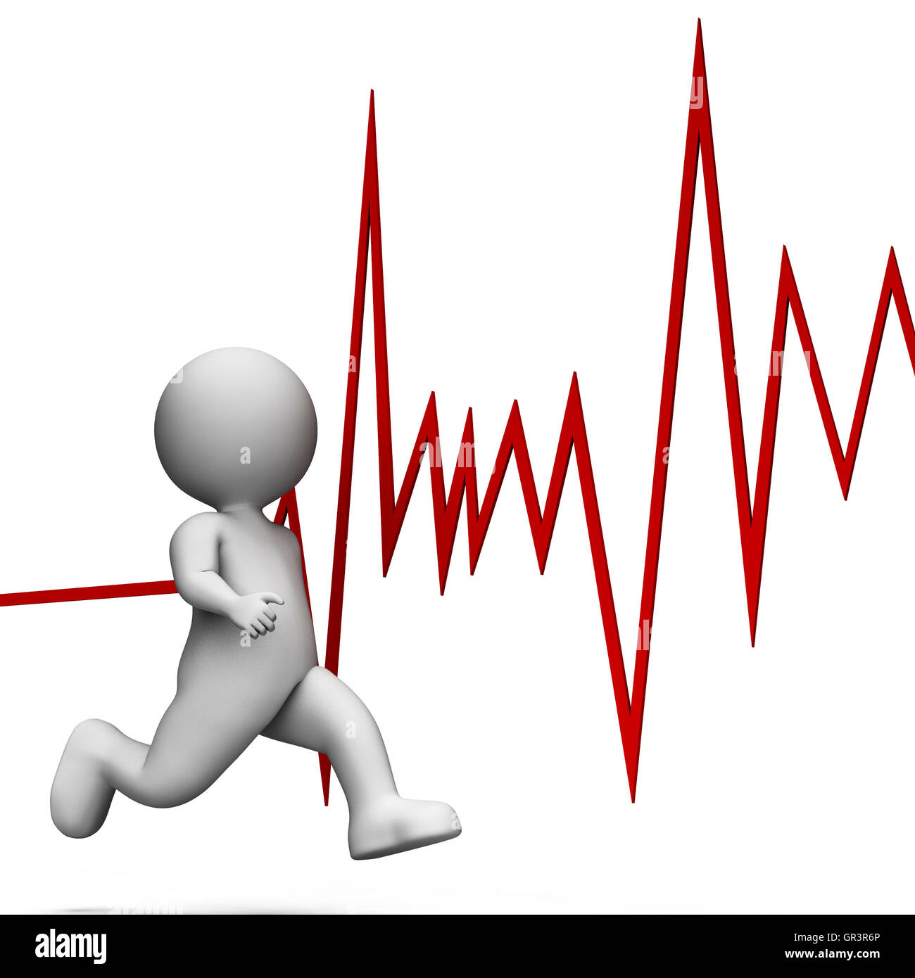 Running Heartbeat Showing Health Check And Care 3d Rendering Stock ...