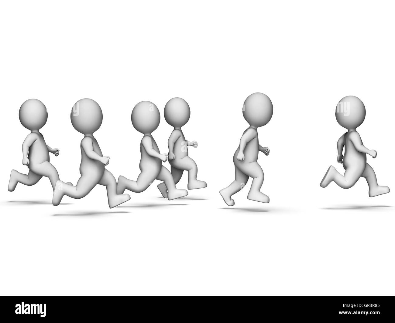 Running Teamwork Representing Get Fit And Runner 3d Rendering Stock ...