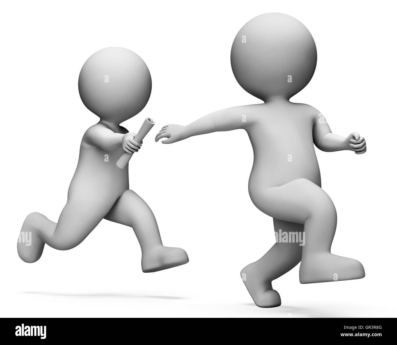 Race Athletics Showing Passing The Baton And Track And Field 3d ...