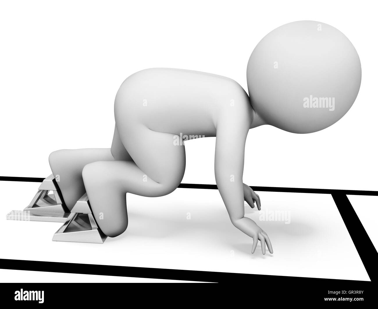 Athletics Race Showing Jogger Man And Characters 3d Rendering Stock ...