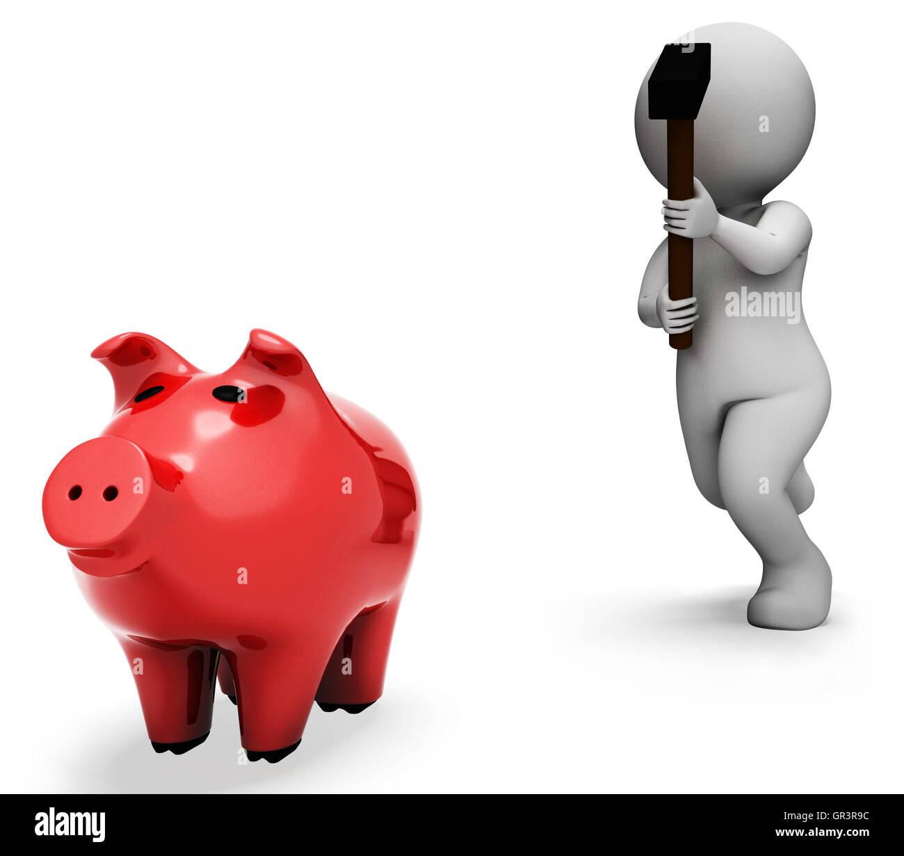 Money Spend Showing Spending Word And Bank 3d Rendering Stock Photo - Alamy