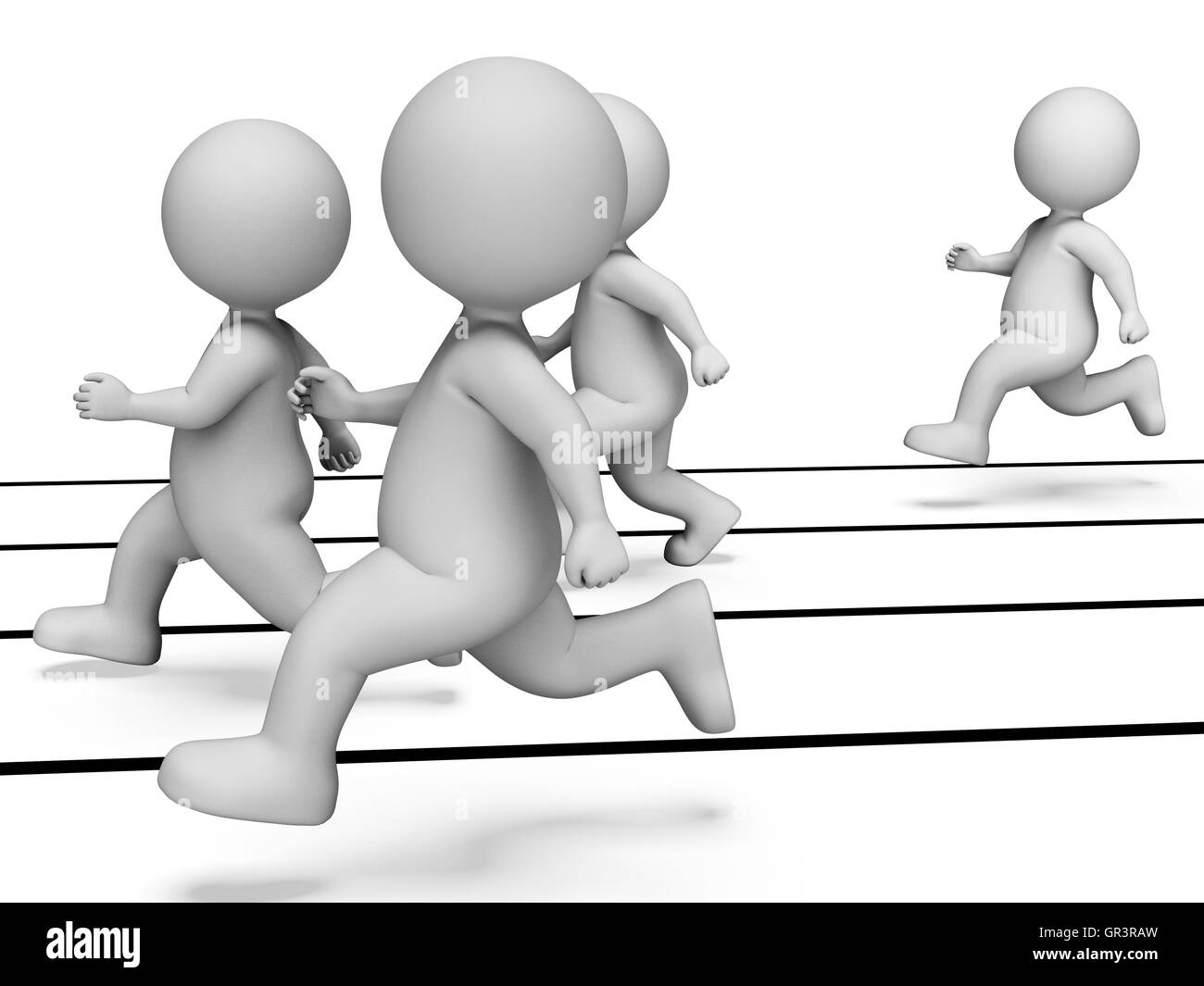 Race Running Representing Characters Athlete And Render 3d Rendering ...