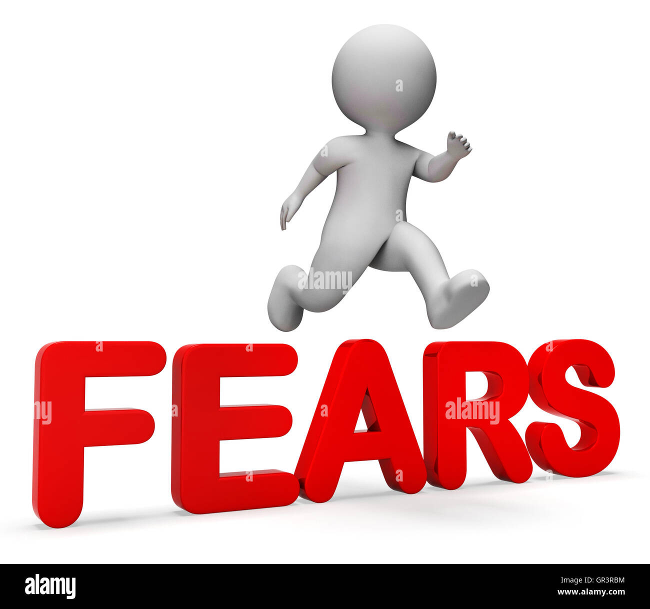 Overcome Jump Representing Anxiety Fears And Angst 3d Rendering Stock ...