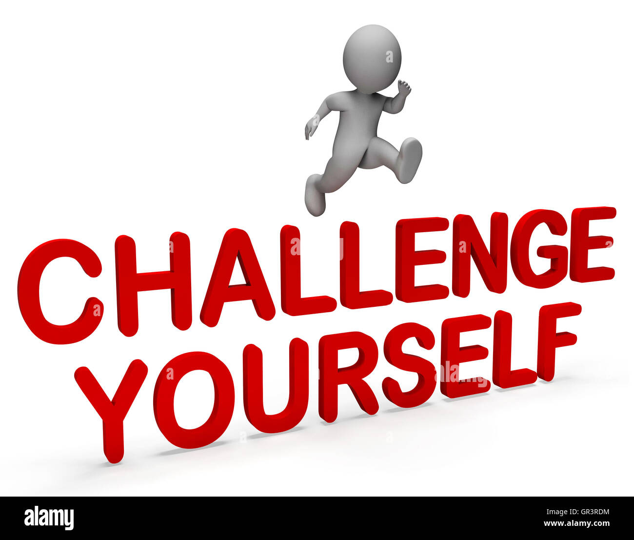 Challenge Yourself Indicating Hard Times And Character 3d Rendering ...