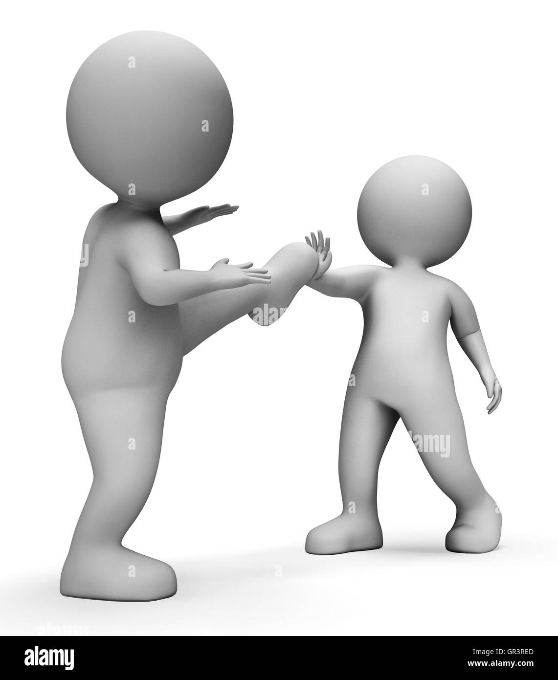 Karate Characters Showing Self Defense And Workout 3d Rendering Stock ...