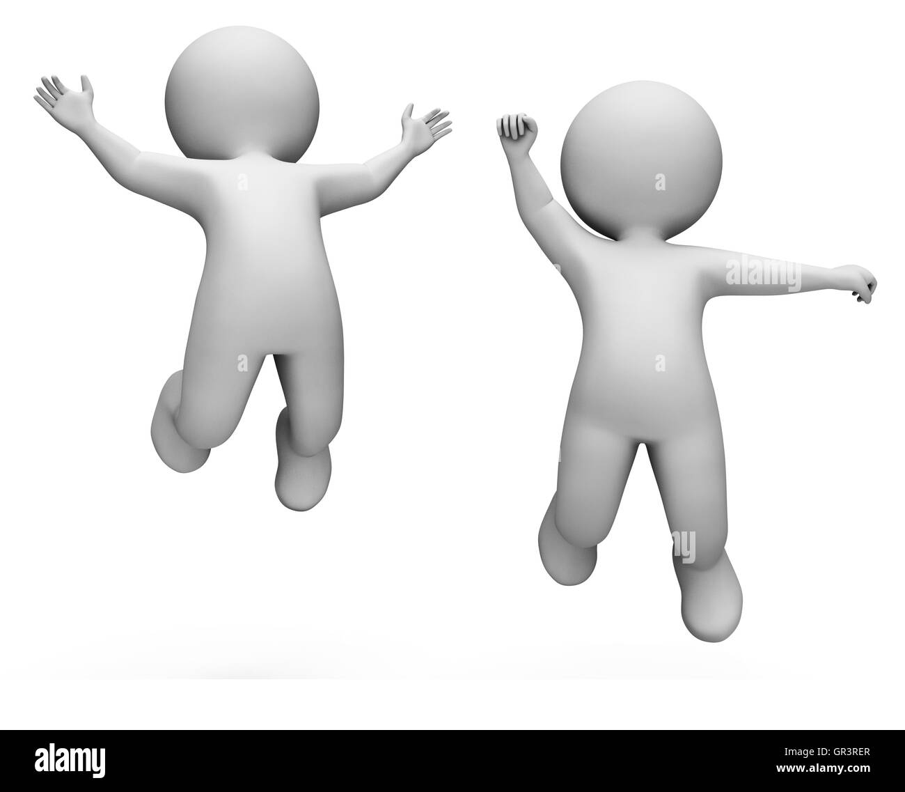 Characters Celebrate Representing Render Celebrating And Jumping 3d ...