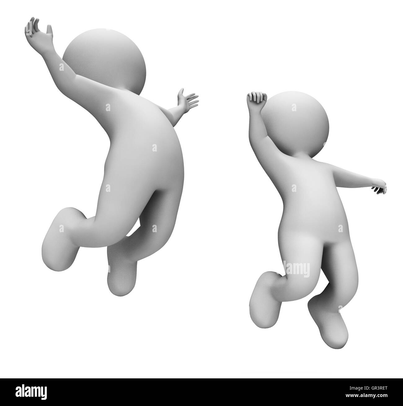 Celebrate Jump Showing Jumped Render And Celebrating 3d Rendering Stock ...