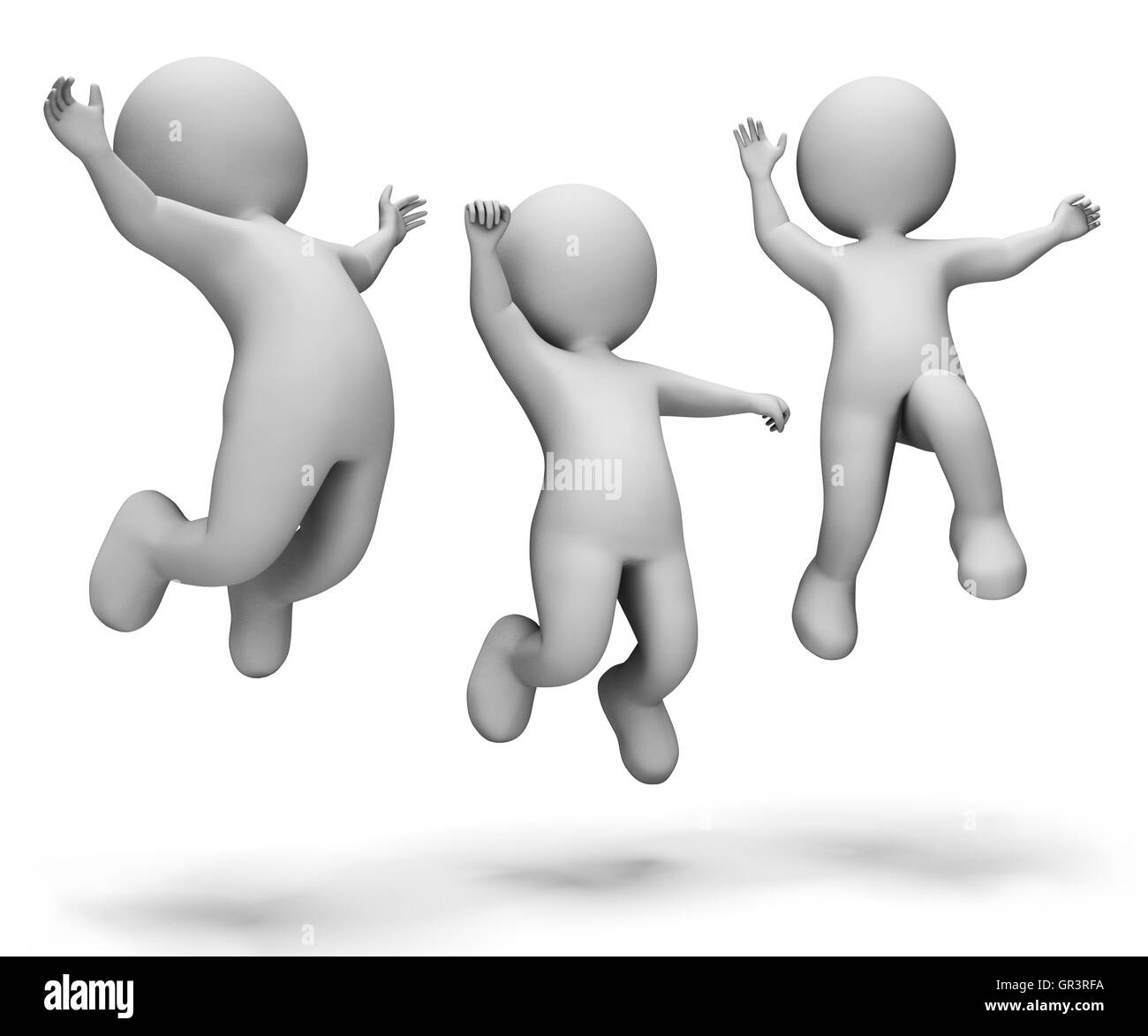 Celebrate Characters Indicating Happy Cheerful And Jumps 3d Rendering ...