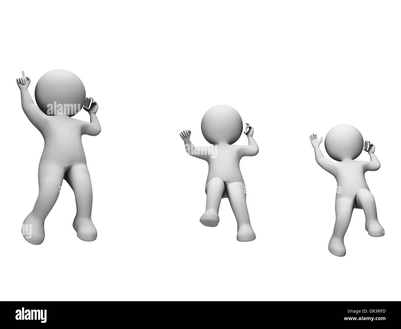 Jump Characters Showing Render Celebration And Celebrate 3d Rendering ...