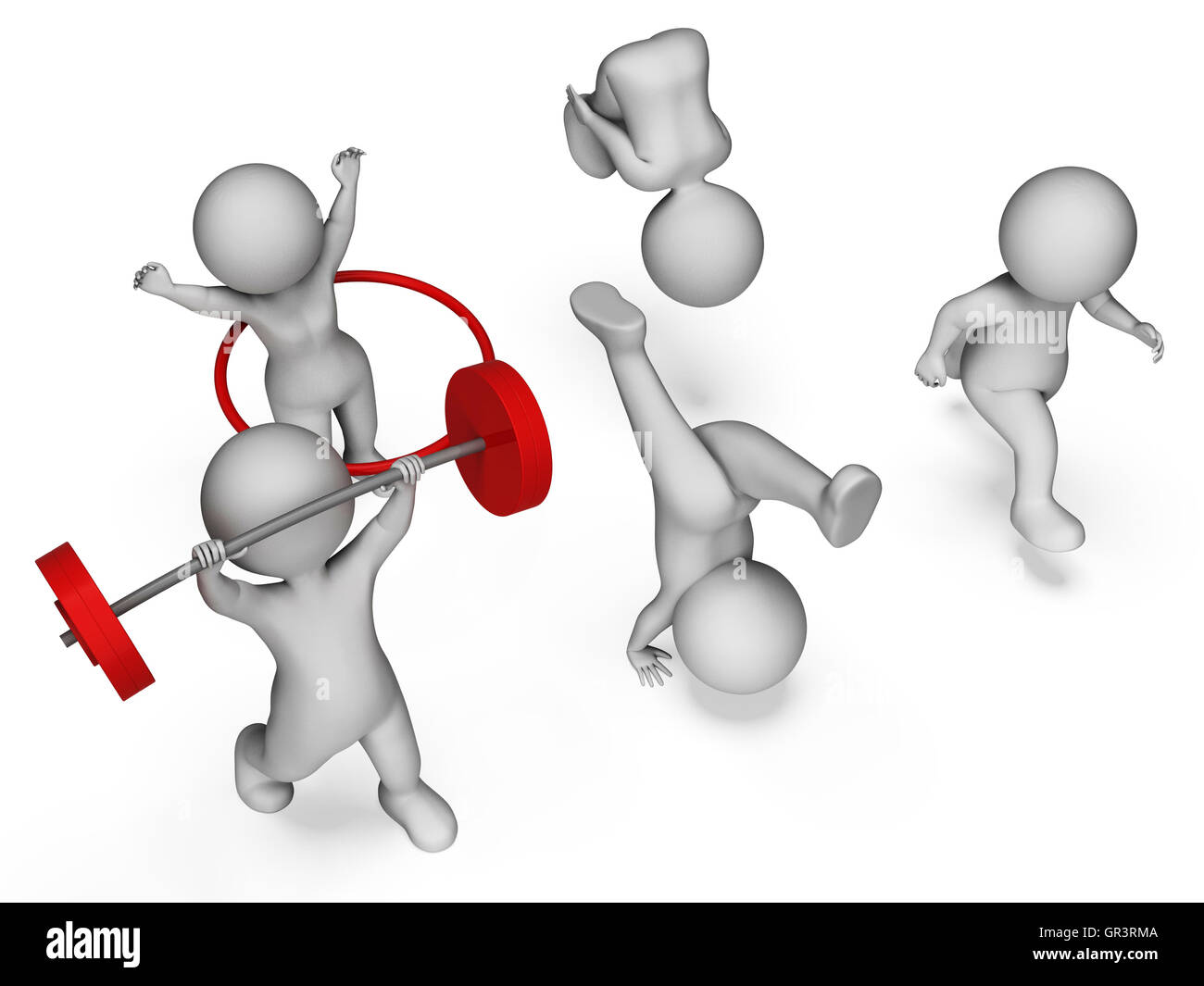 Gym Characters Representing Working Out And Runner 3d Rendering Stock ...