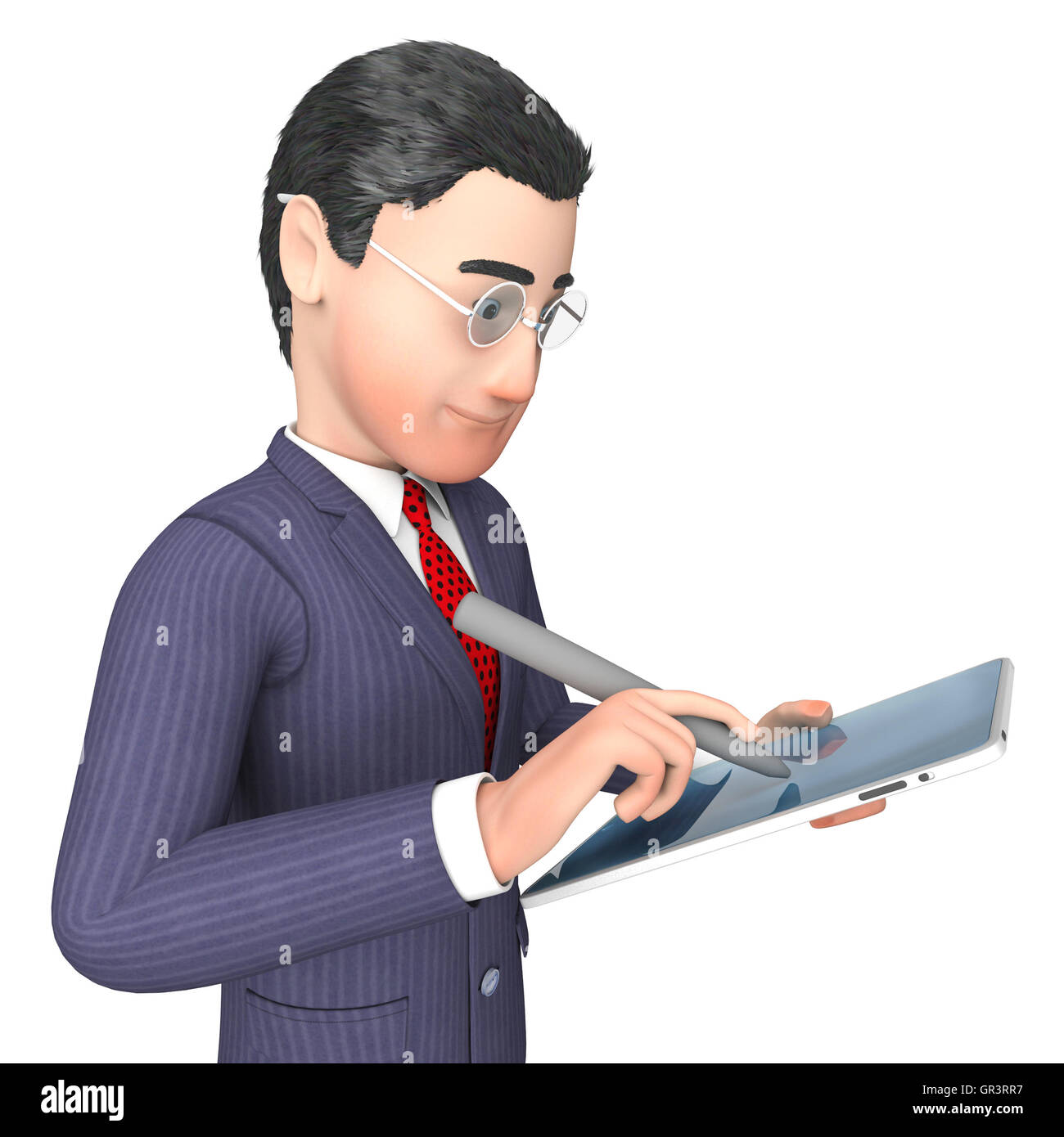 Character Businessman Showing Report Render And Write 3d Rendering ...