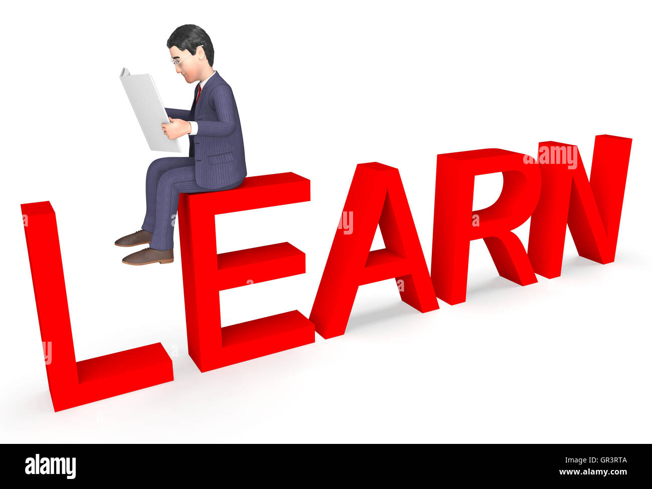 Businessman Learn Indicating Training Study And Render 3d Rendering ...