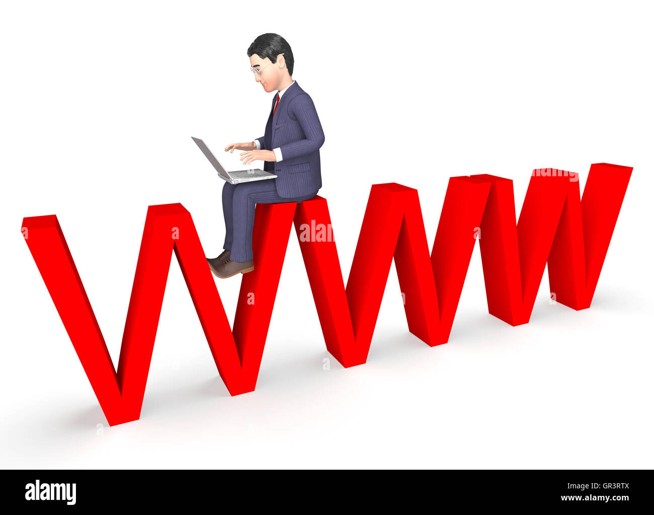 Business character searching online Cut Out Stock Images & Pictures - Alamy