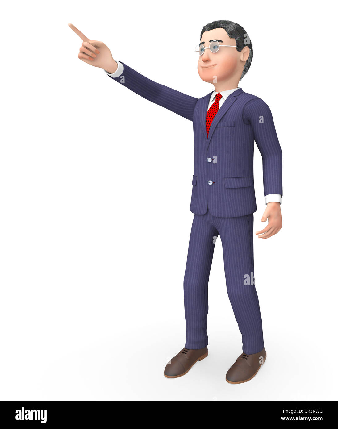 Pointing Character Representing Business Person And Up 3d Rendering ...