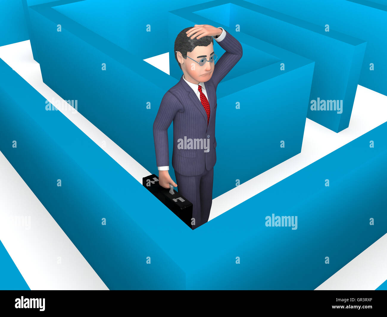 Maze Confused Showing Business Person And Choose 3d Rendering Stock ...