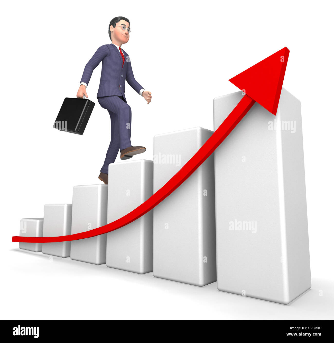 Character Graph Meaning Success Successful And Profit 3d Rendering ...