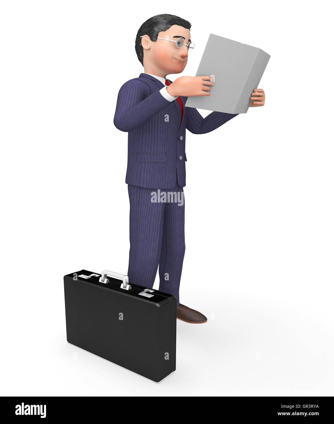 Reading Character Showing Progress Report And Reports 3d Rendering ...