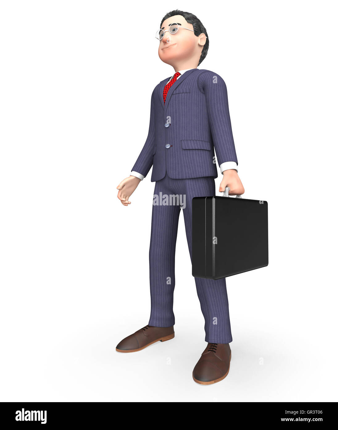 Businessman Standing Indicating Render Waiting And Illustration 3d ...