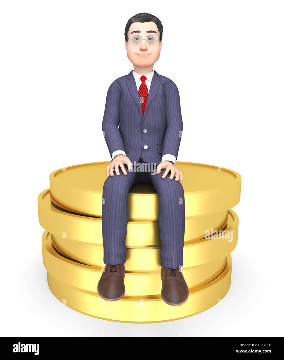 Businessman Character Indicating Saver Wealth And Earn 3d Rendering ...