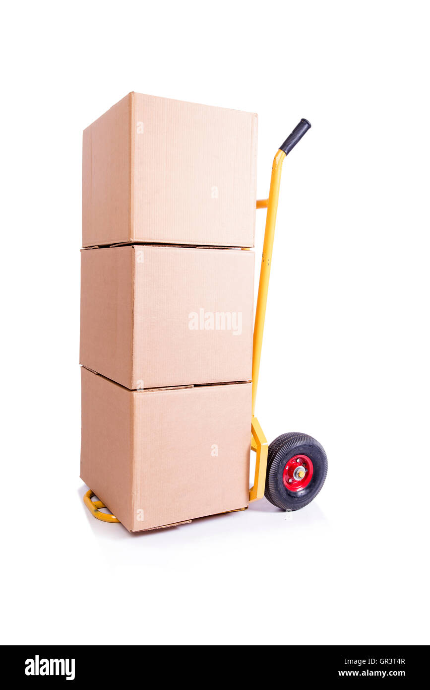 Shipping cart isolated on the white background Stock Photo - Alamy