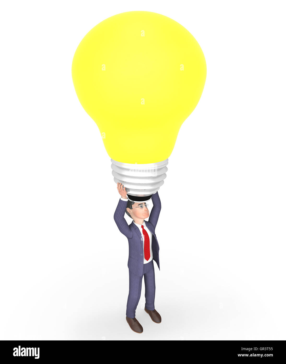 Character Lightbulb Meaning Business Person And Ideas 3d Rendering ...