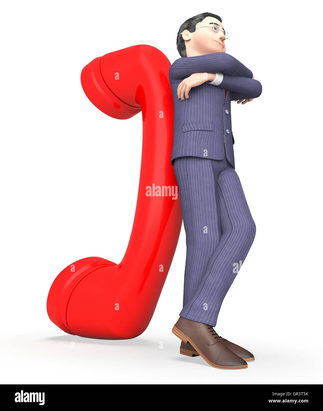 Character Phone Representing Telephone Call And Discussion 3d Rendering ...