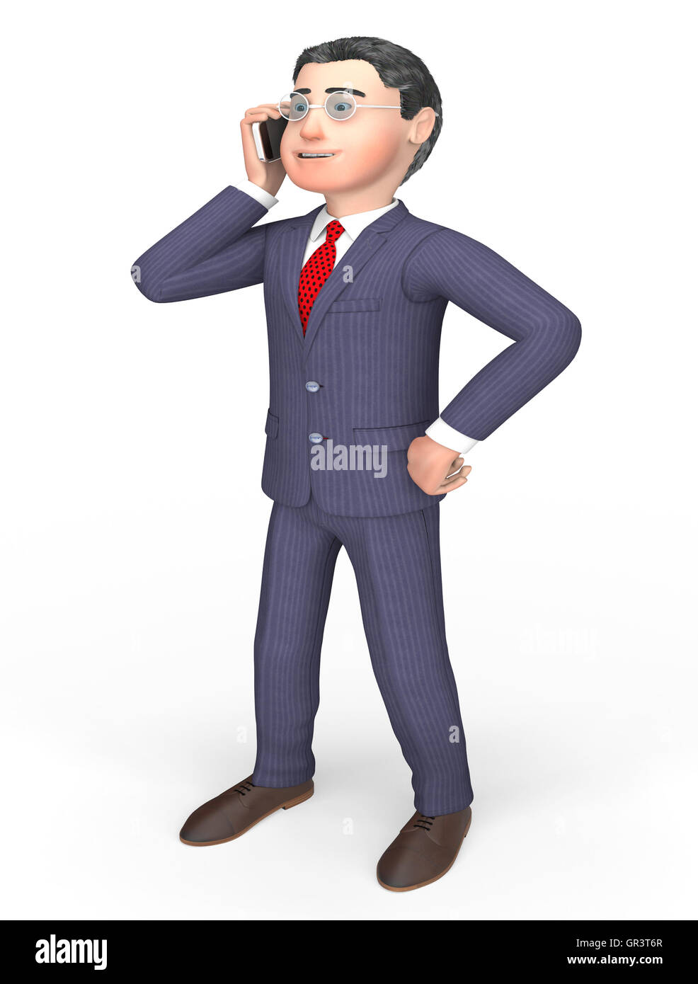 Calling Character Showing Business Person And Illustration 3d Rendering ...