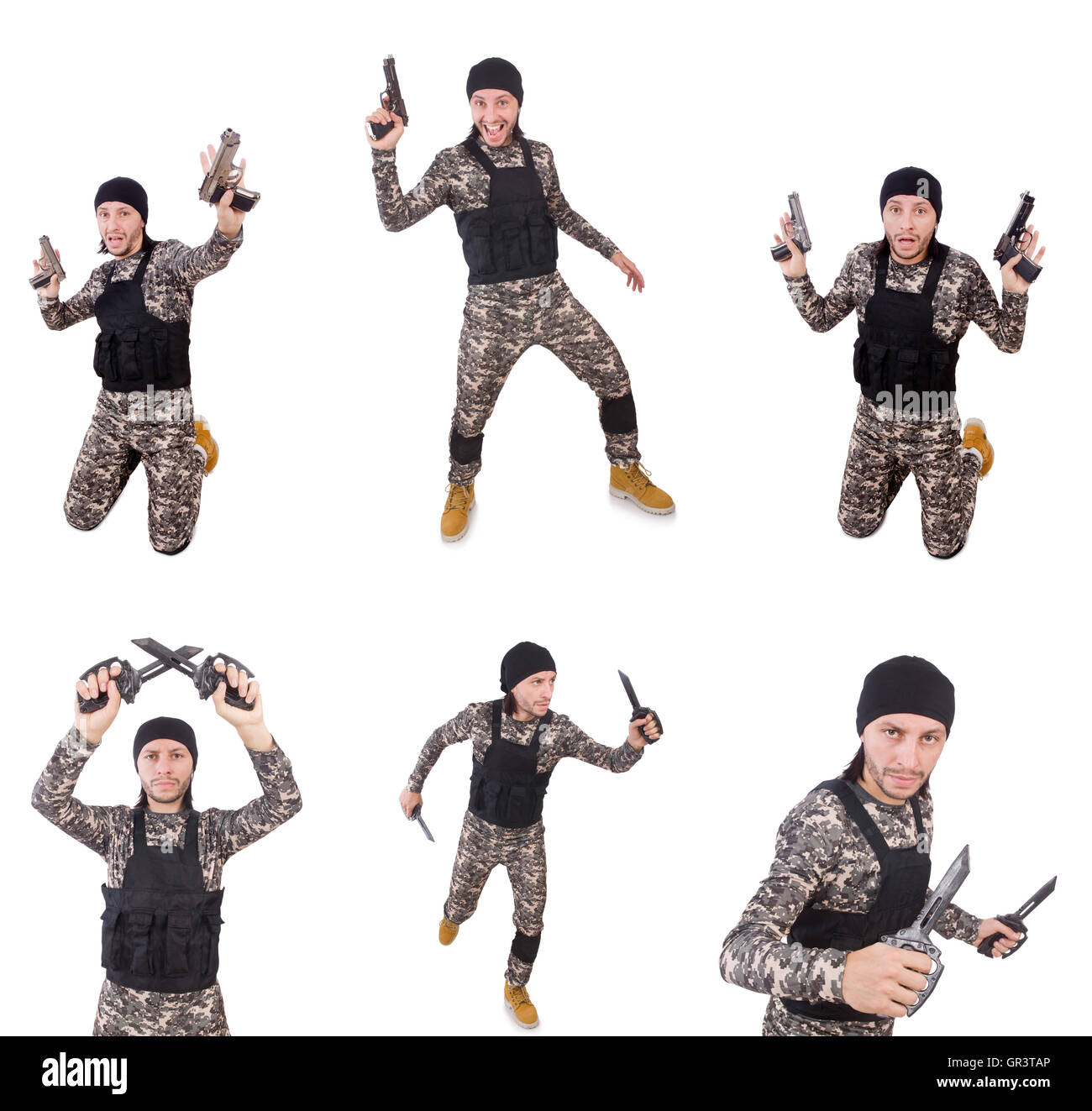 Soldier with gun isolated on white Stock Photo - Alamy
