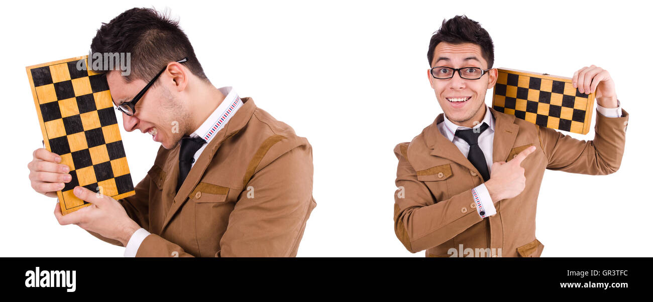Funny chess player isolated on white Stock Photo - Alamy