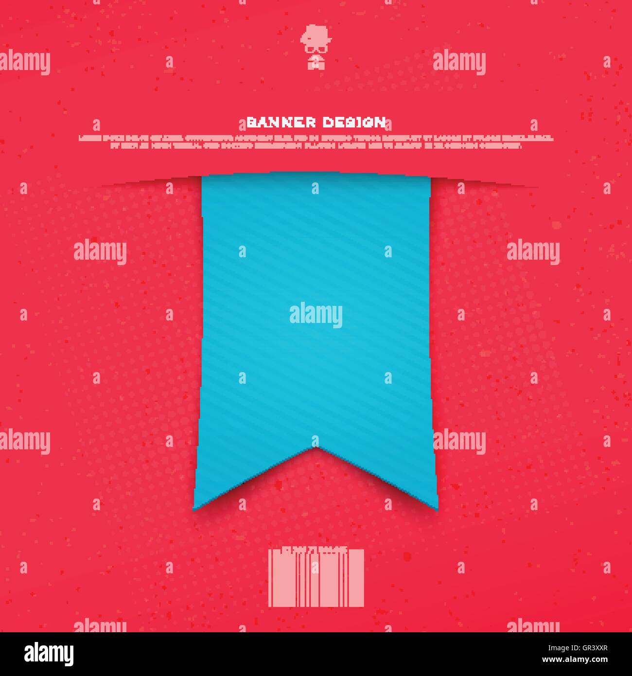 blue ribbon bookmark isolated on red background. vector banner design ...