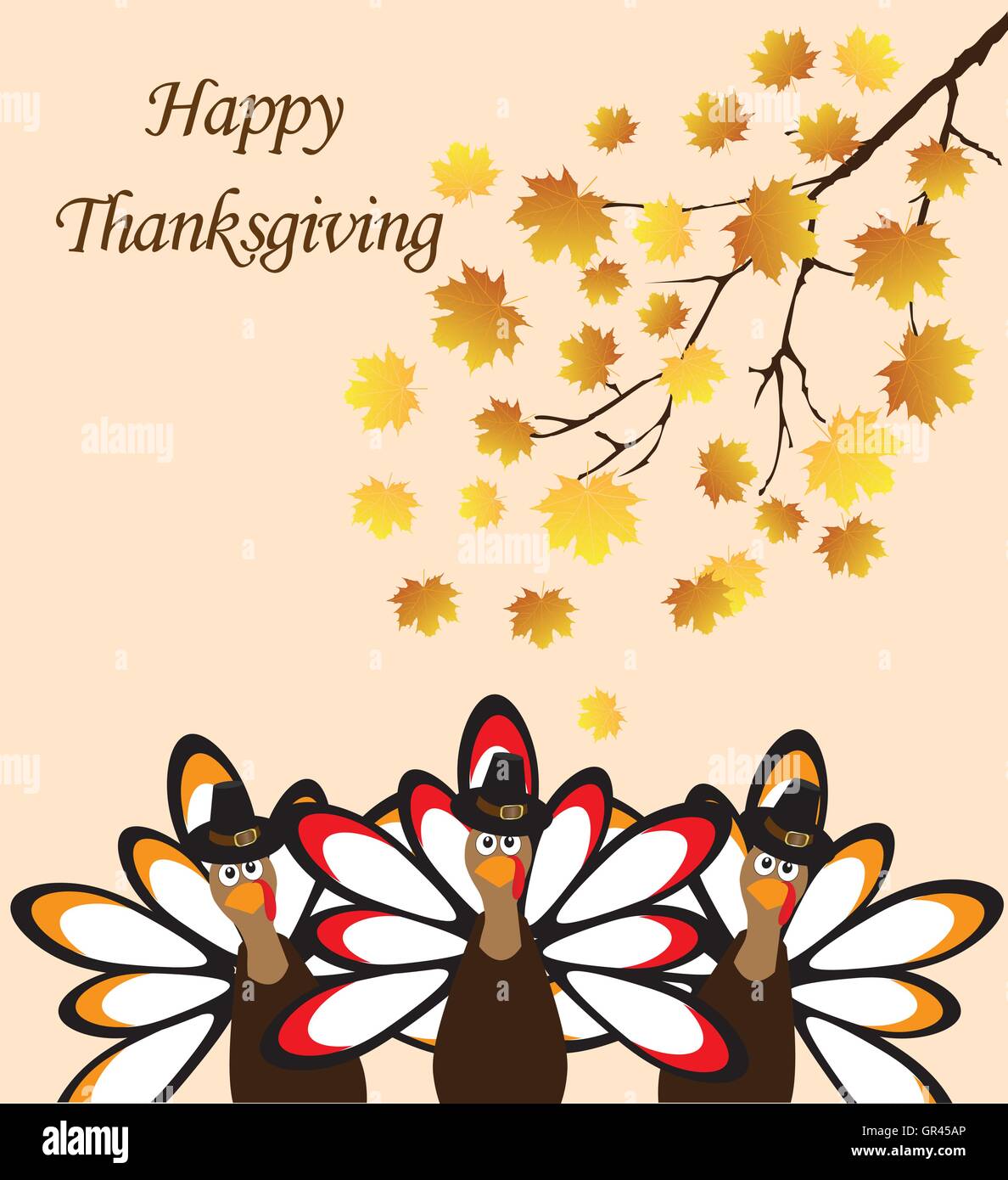 vector illustration of a thanksgiving turkey card Stock Vector Image ...