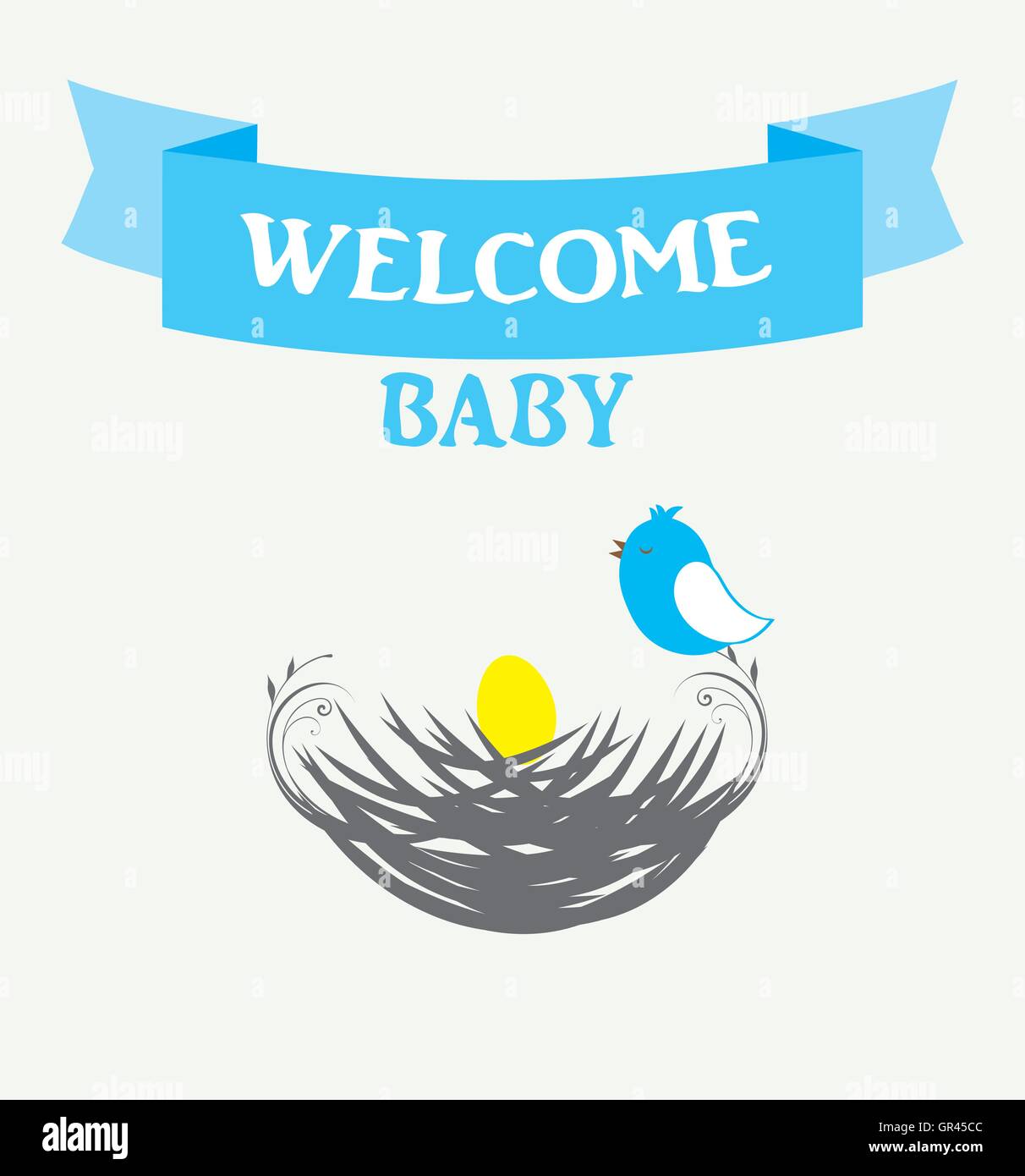 vector illustration of a baby bird nest baby shower card Stock Vector ...