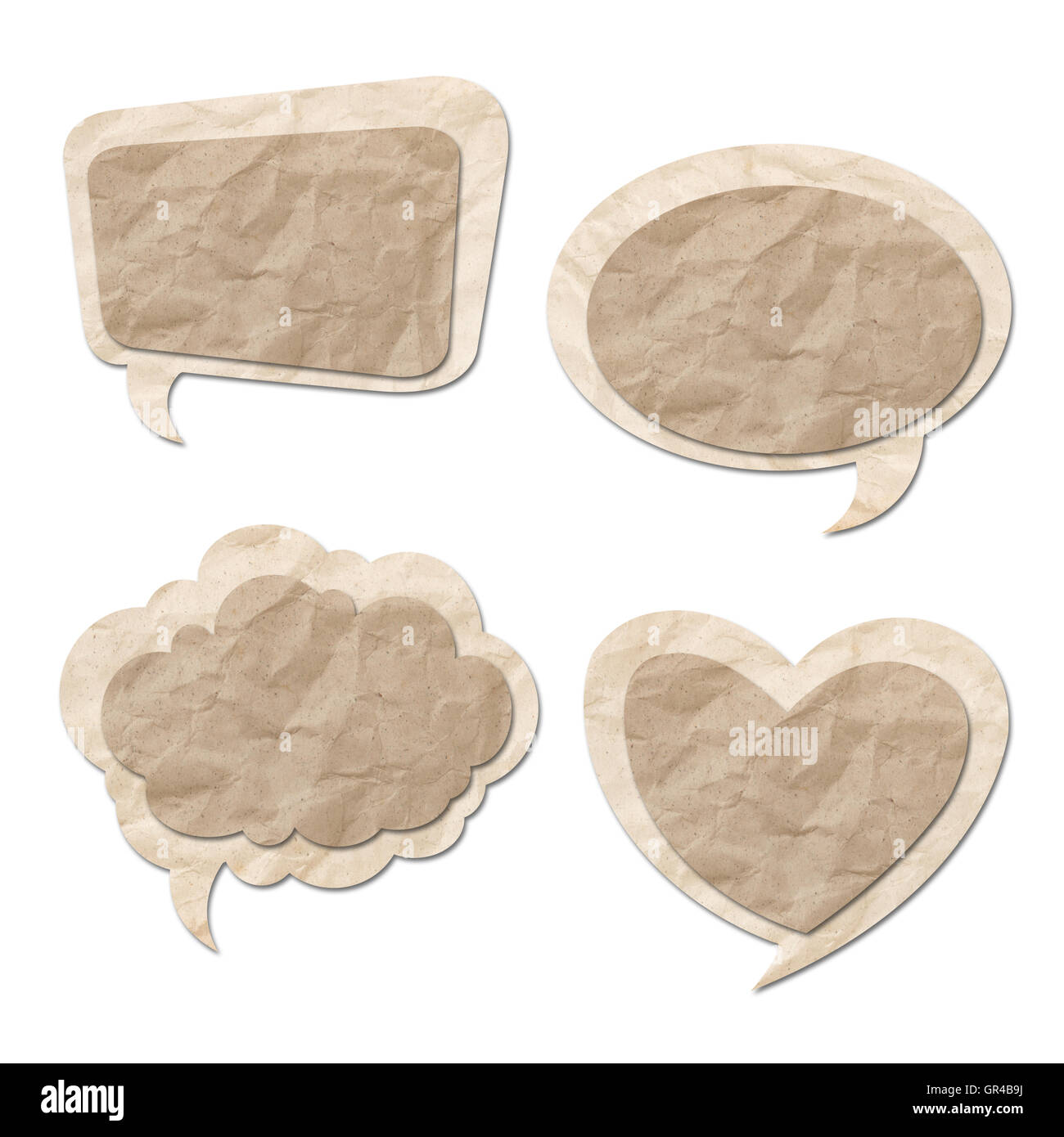 Multi Color of Retro speech bubbles from Recycle Paper on white Stock ...